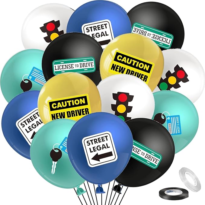 Amazon.com: 60PCS Driver License Birthday Party Balloons Decorations ...