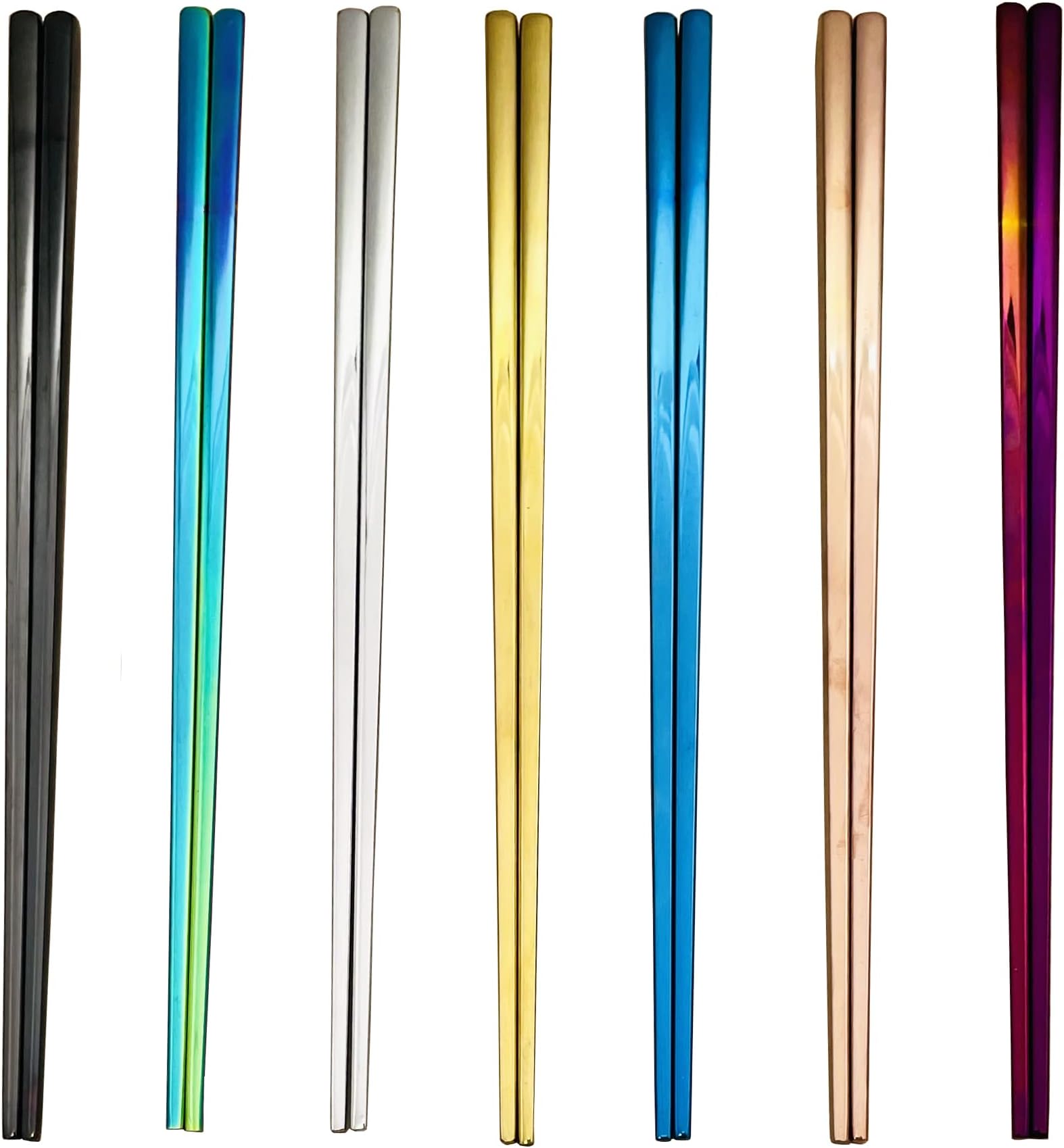 Amazon.com: 7 Pairs Multicolor Chopsticks Set, Reusable Stainless Steel ...