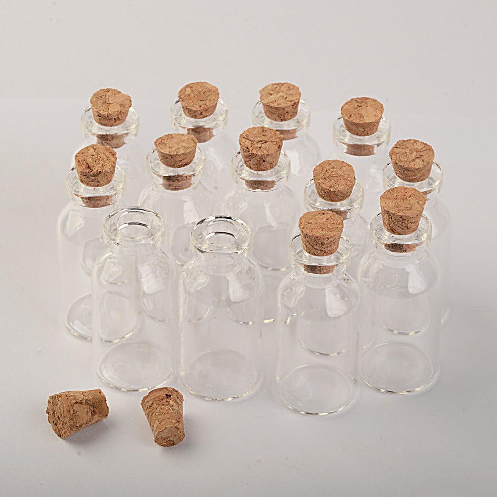 Frascos de vidrio pequeños con tapa de corchos, mini botellas de vidrio ...