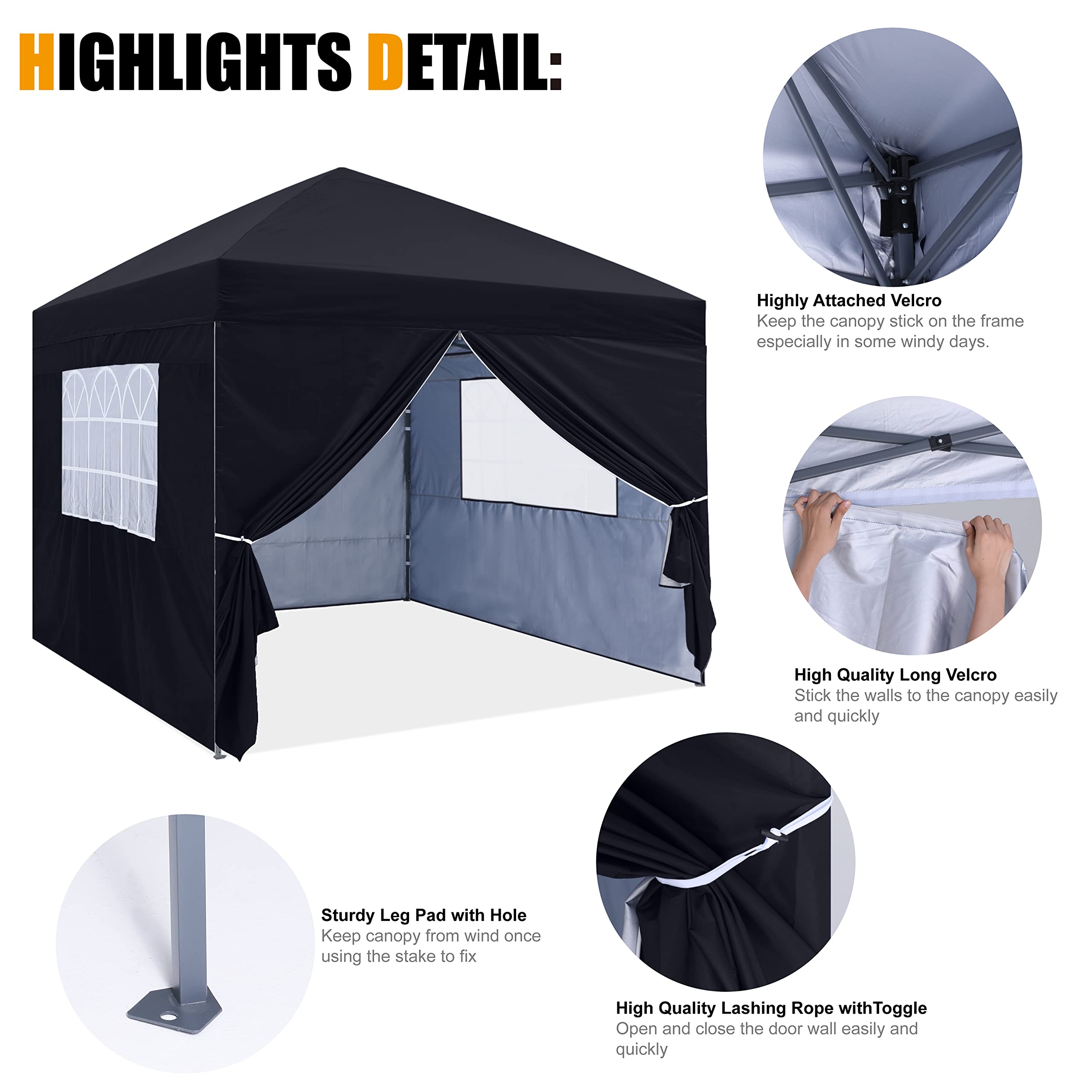 COOSHADE 10X10Ft Pop up Canopy Tent Enclosed Instant Folding Canopy ...
