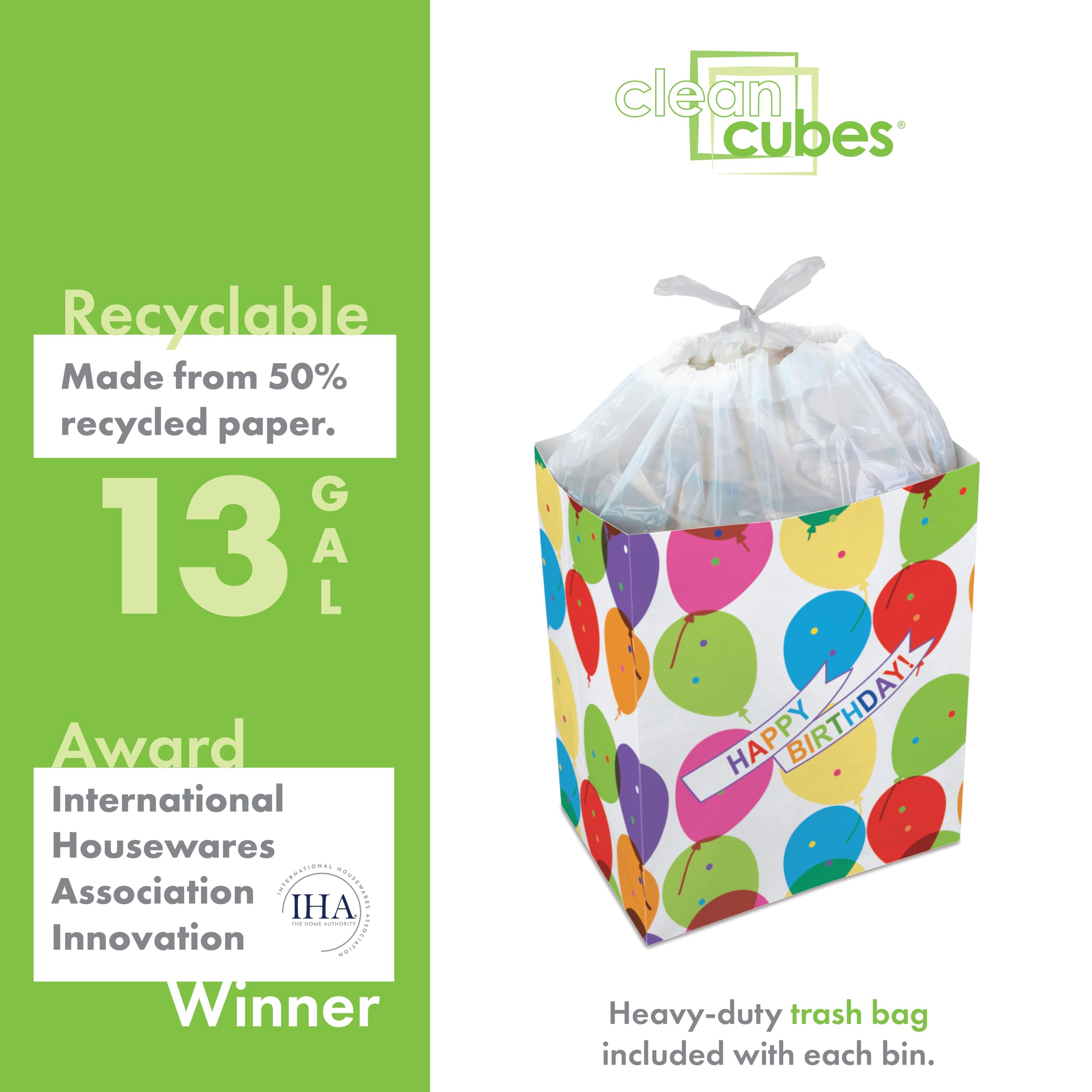 Snapklik.com : Clean Cubes 13 Gallon Disposable Pop-Up Trash Cans (3-Pack)