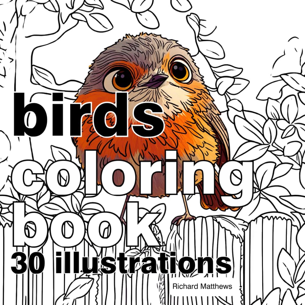 Birds Coloring Book: 30 Illustrations: Matthews, Richard: 9798275918168 ...