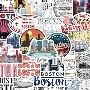 Amazon.com: 50pcs Boston Stickers Pack, US State Vinyl Waterproof ...