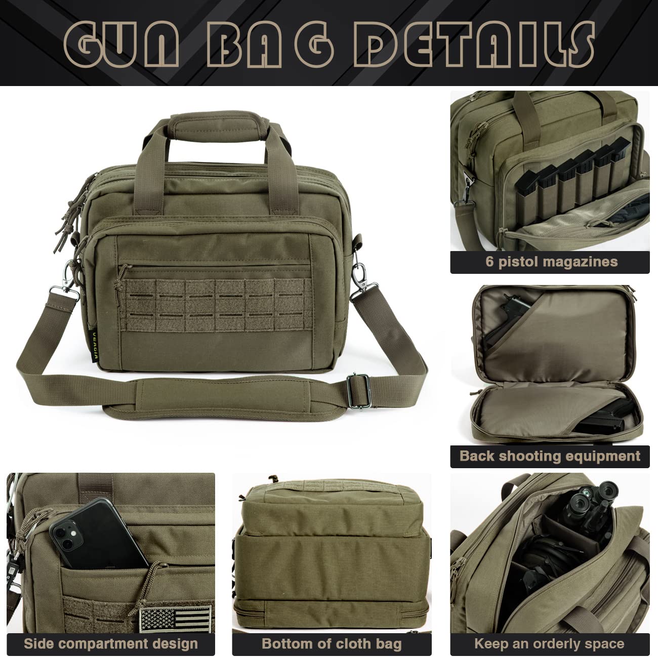 Snapklik.com : VEAGIA Range Bag,Pistol Case,Gun Range Bags For Handguns ...