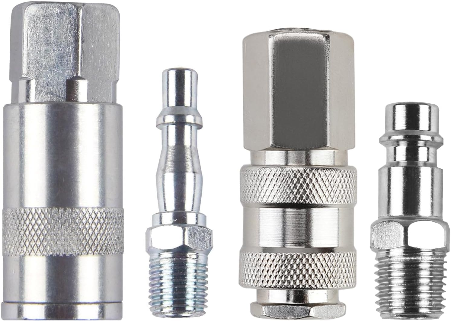 4 Pcs 1/4" Air Line Iron Connectors Euro British PCL Air Hose Fittings ...