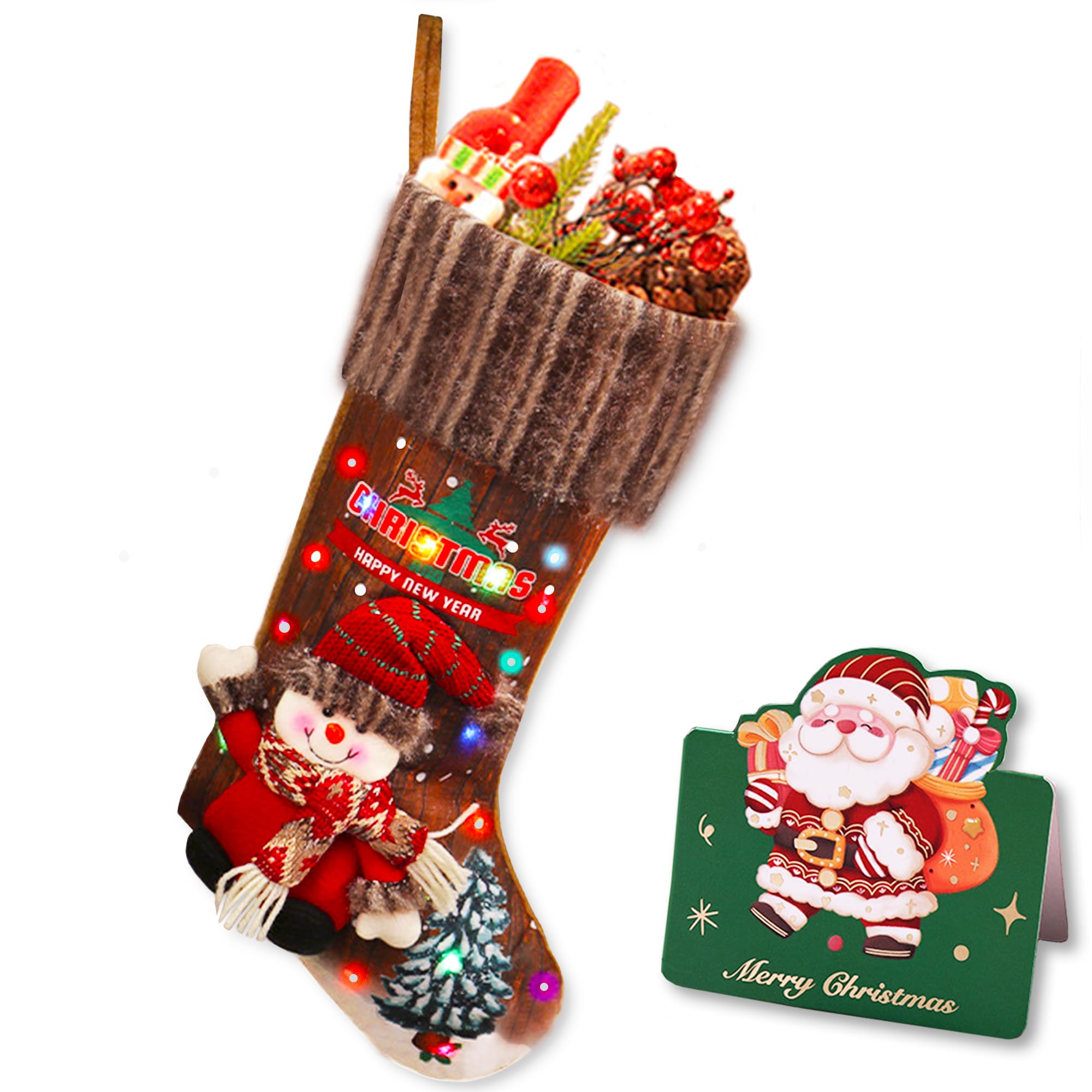 Amazon.com: Christmas Stockings with LED Lighting,18.5" Large Christmas ...