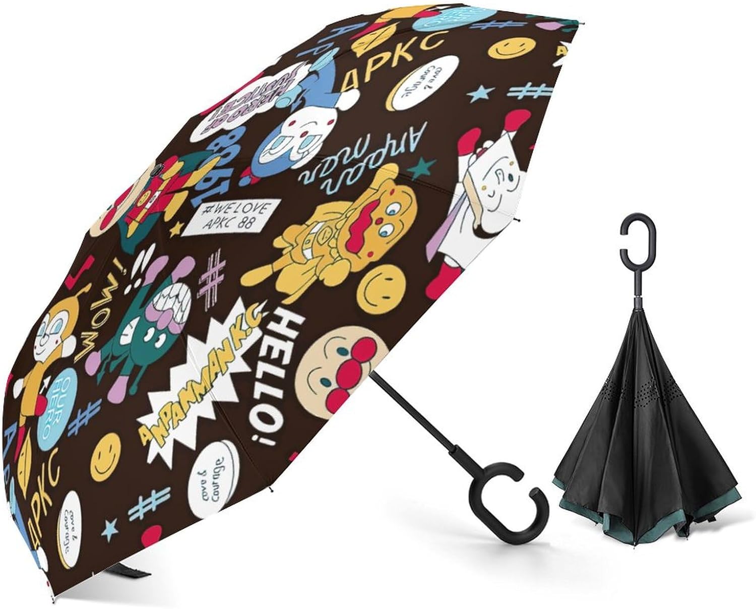 Amazon | [ARhee(小さな店)] バイキンマン アンパンマン 傘 日傘 雨傘 逆転傘 逆さ傘 逆折り式傘 長傘 自立傘 さかさま傘 ...