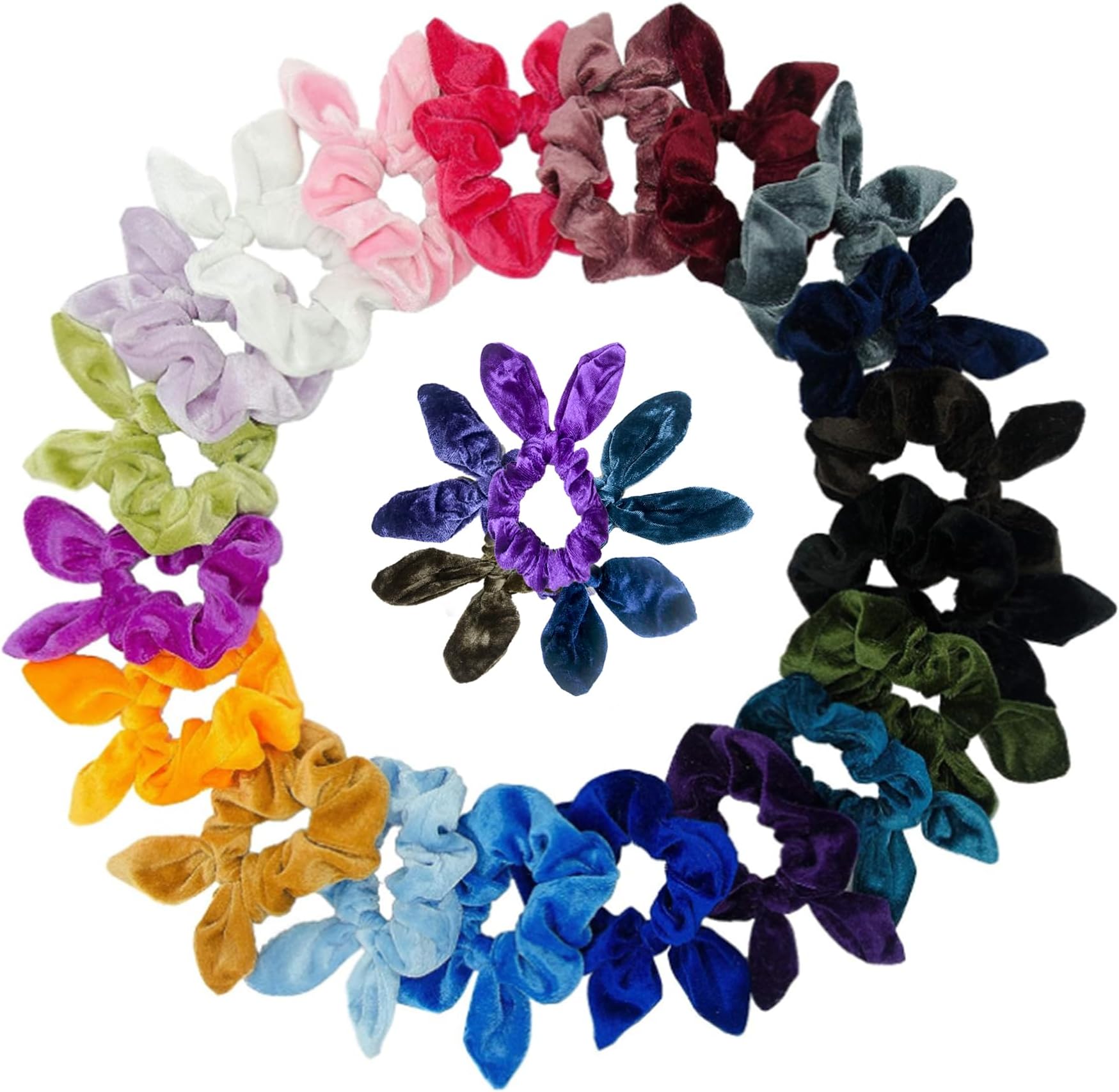 Amazon.com : Simnice 25 Pack Hair Scrunchies Rabbit Bunny Ear Bow ...