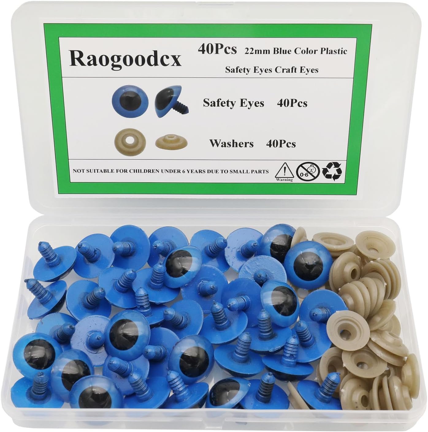 Amazon.com: 40Pcs 22mm Large Blue Plastic Safety Eyes Craft Safety Eyes ...