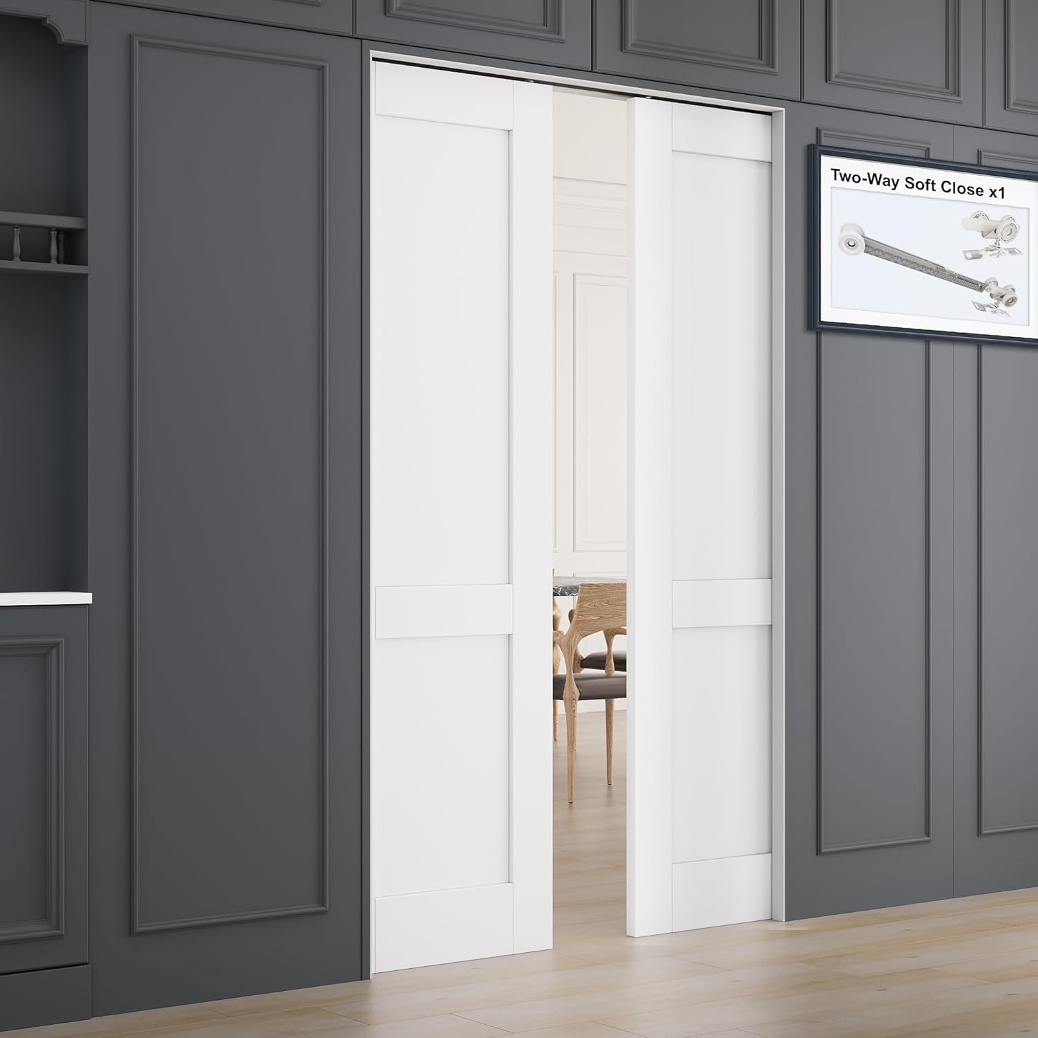 All-Inclusive Soft-Close Solid Core Sliding Pocket Door Pocket 48" x 80 ...