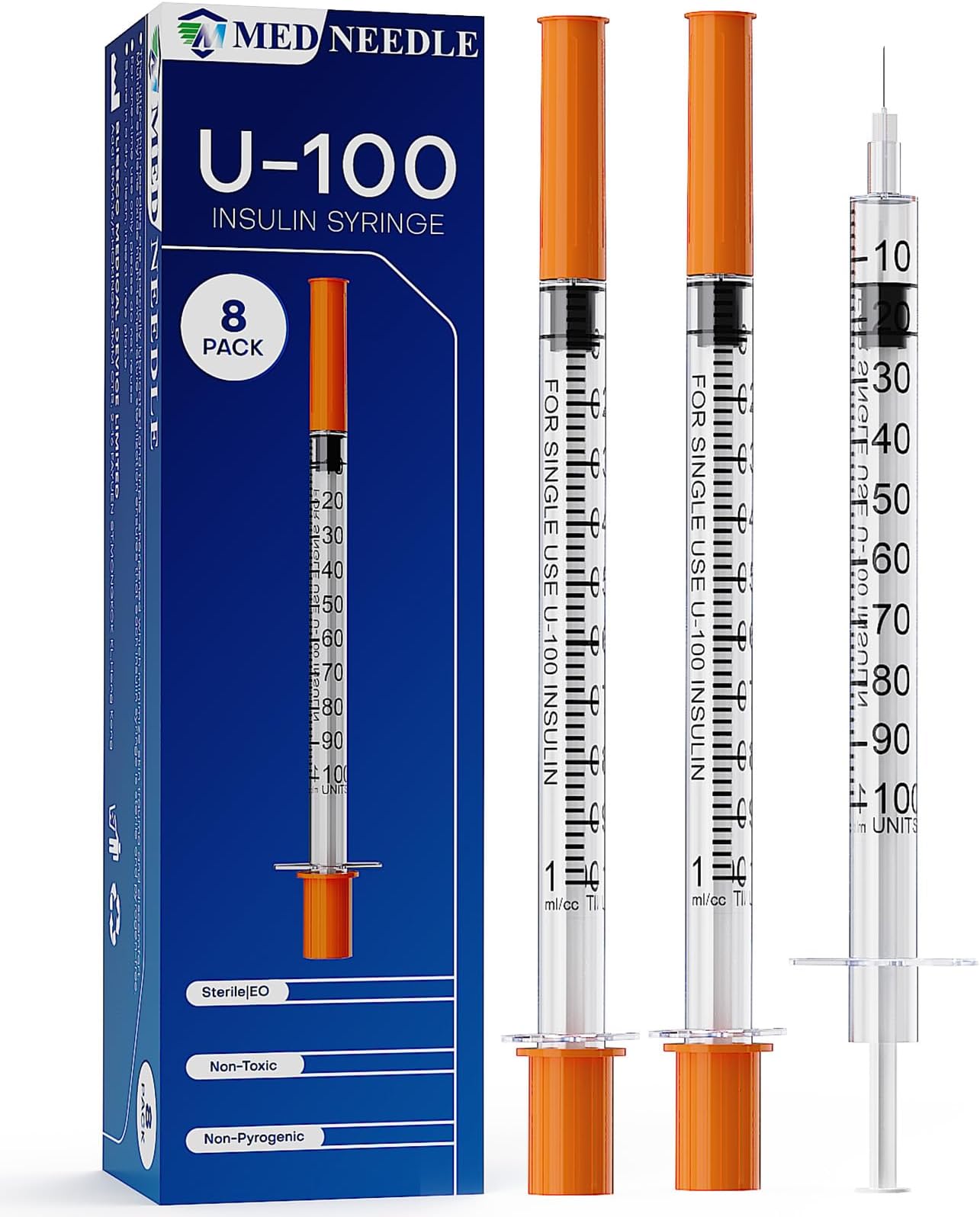 Amazon.com: Insulin Syringe U-100 | 1ml/cc with 29G 5/16'' (8mm) Needle, 8 Pack Individual ...