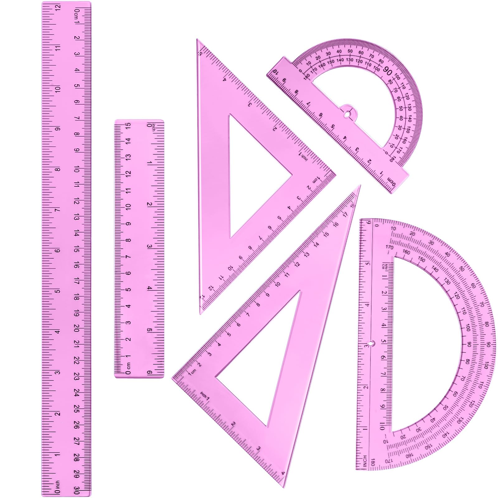 Snapklik.com : Tenare 6 Pcs Plastic Ruler Math Set Includes 12 Inch 6 ...