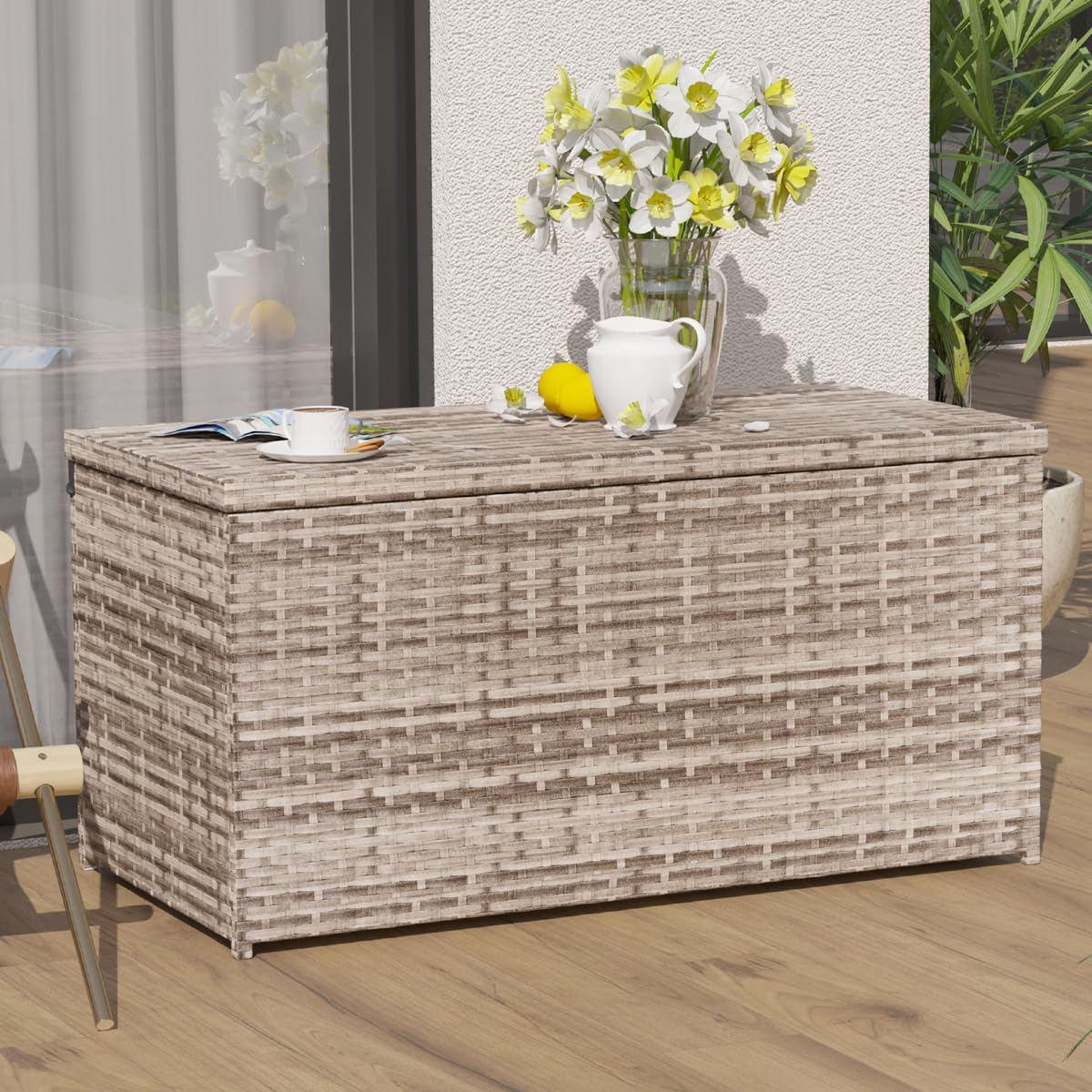 Amazon.com: Sundale Outdoor 60 Gallon Wicker Storage Box, Patio Deck ...