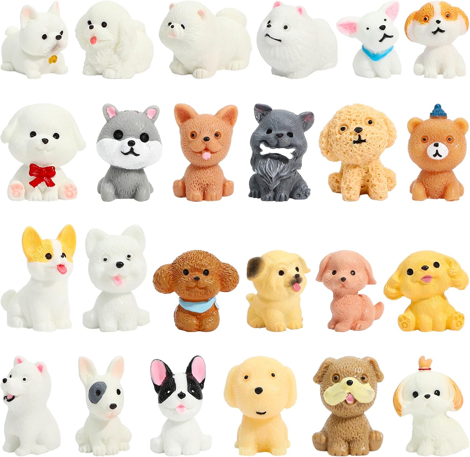 Amazon.com: ONEST 24 Pieces Mini Dog Figurines Playset Hand Painted ...