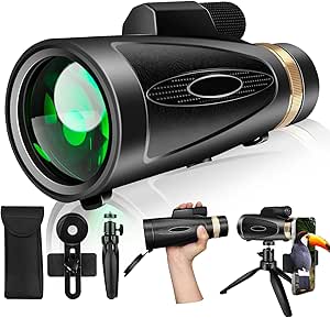 80x100 High Power Monocular Telescope with Smartphone Adapter Tripod ...