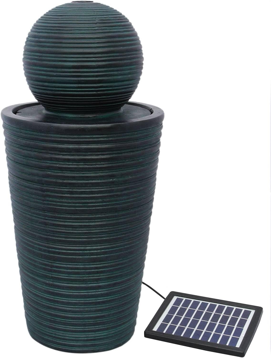 Gardenwize - Solar-Powered Round Ball Garden Water Feature - Low ...