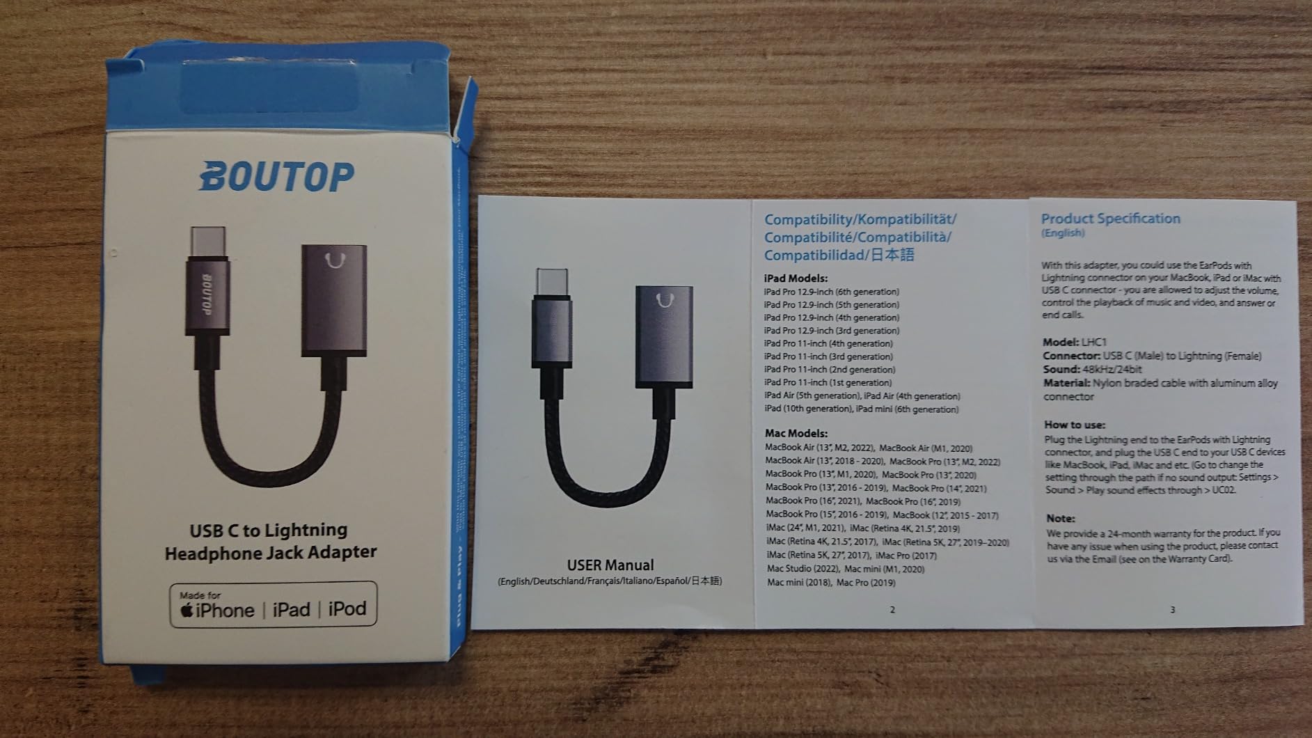 BOUTOP USB C to Lightning Audio Adapter Just for Original Apple EarPods ...