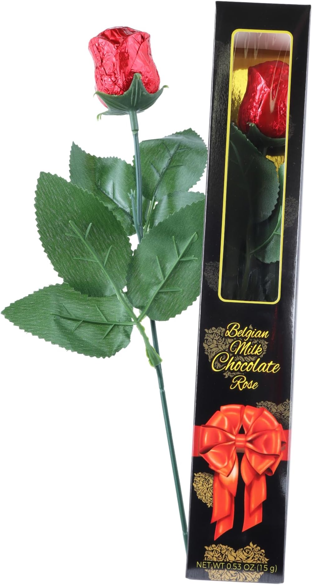 Amazon.com : Single Long-Stemmed Milk Chocolate Candy Rose 0.63 oz ...