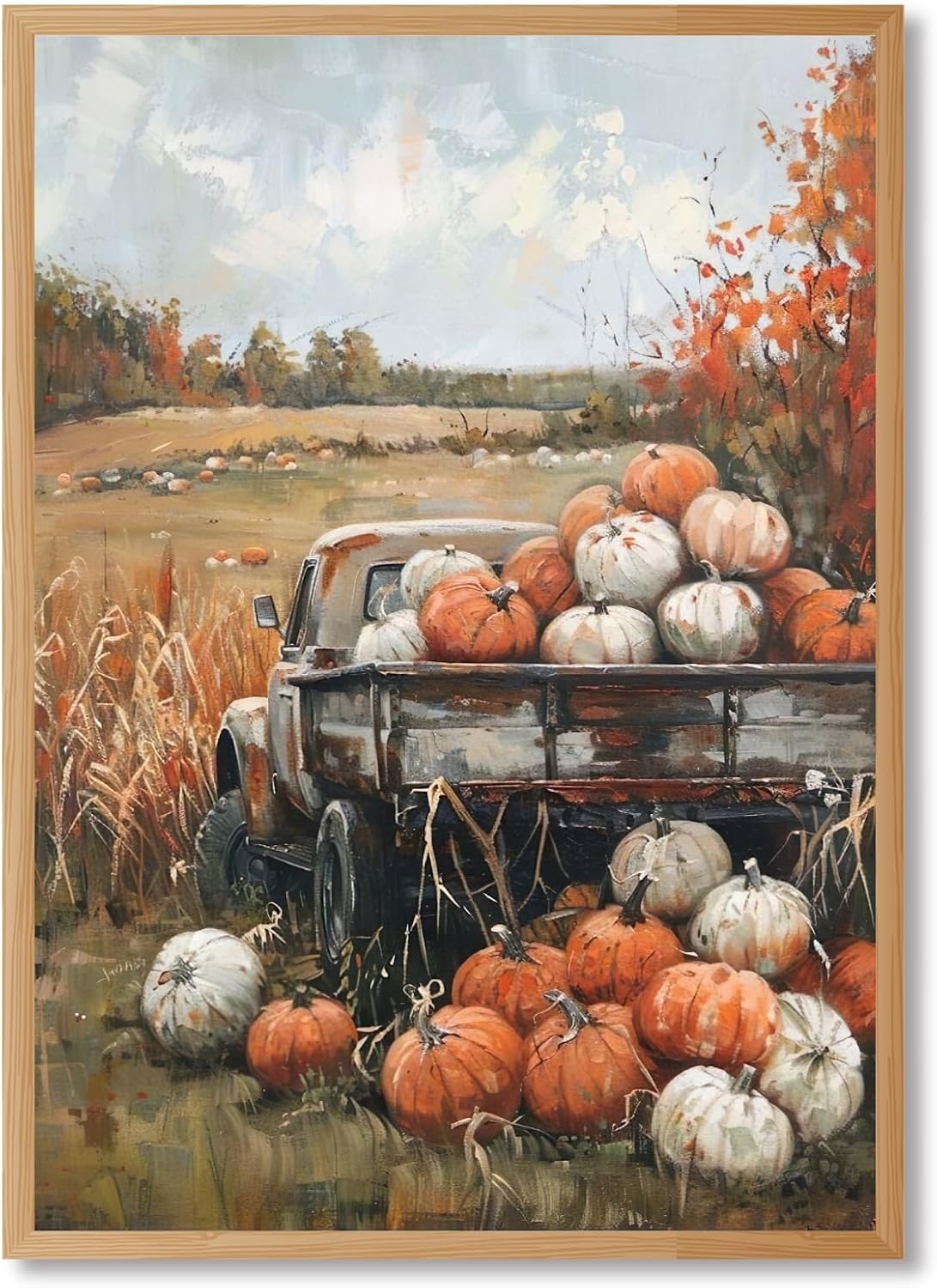 Amazon.com: Vintage Fall Wall Decor Rustic Farmhouse Truck Pumpkins ...