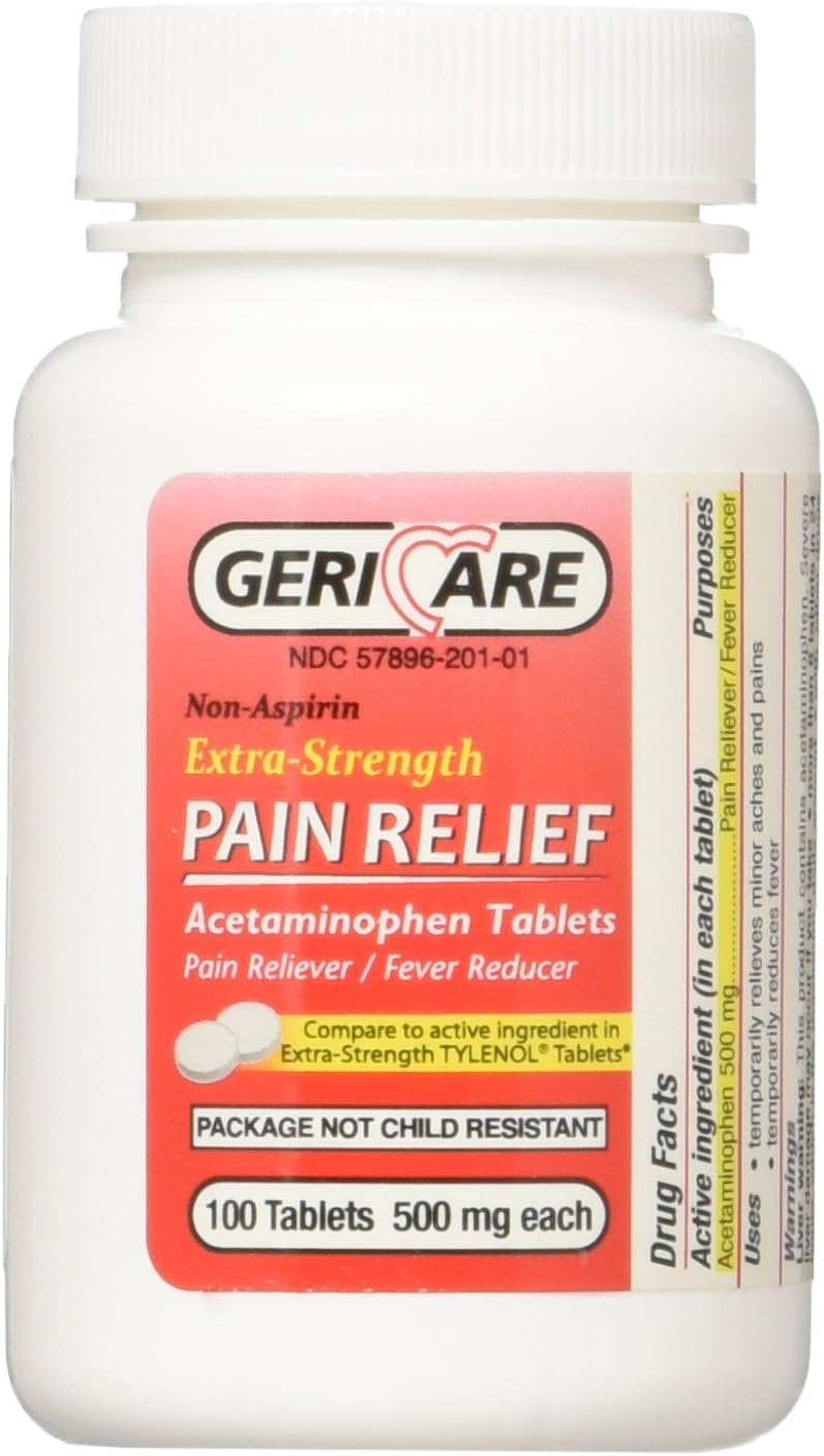 Amazon.com: Extra Strength Acetaminophen Tablets 500mg - 100 Count ...