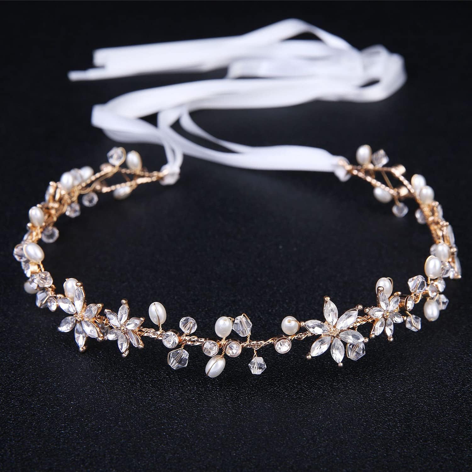 Cristal Artificial Perla Corona Novia Boda Diadema para Mujeres Niñas ...