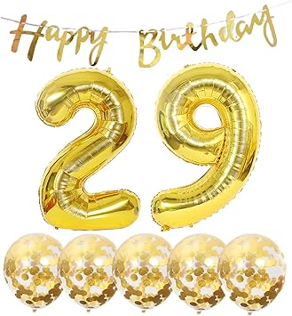Amazon.com: 29th Birthday Decoration Happy Birthday Banner Balloons 29 ...