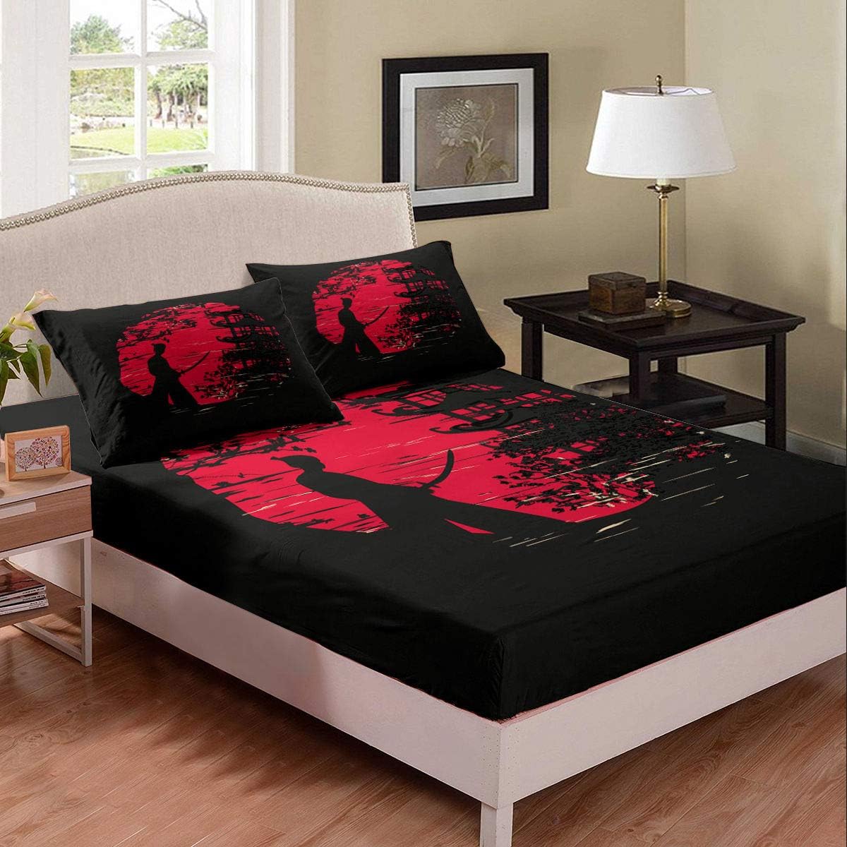 Amazon.com: Erosebridal Samurai Bedding Set, Sunset Fitted Sheet ...