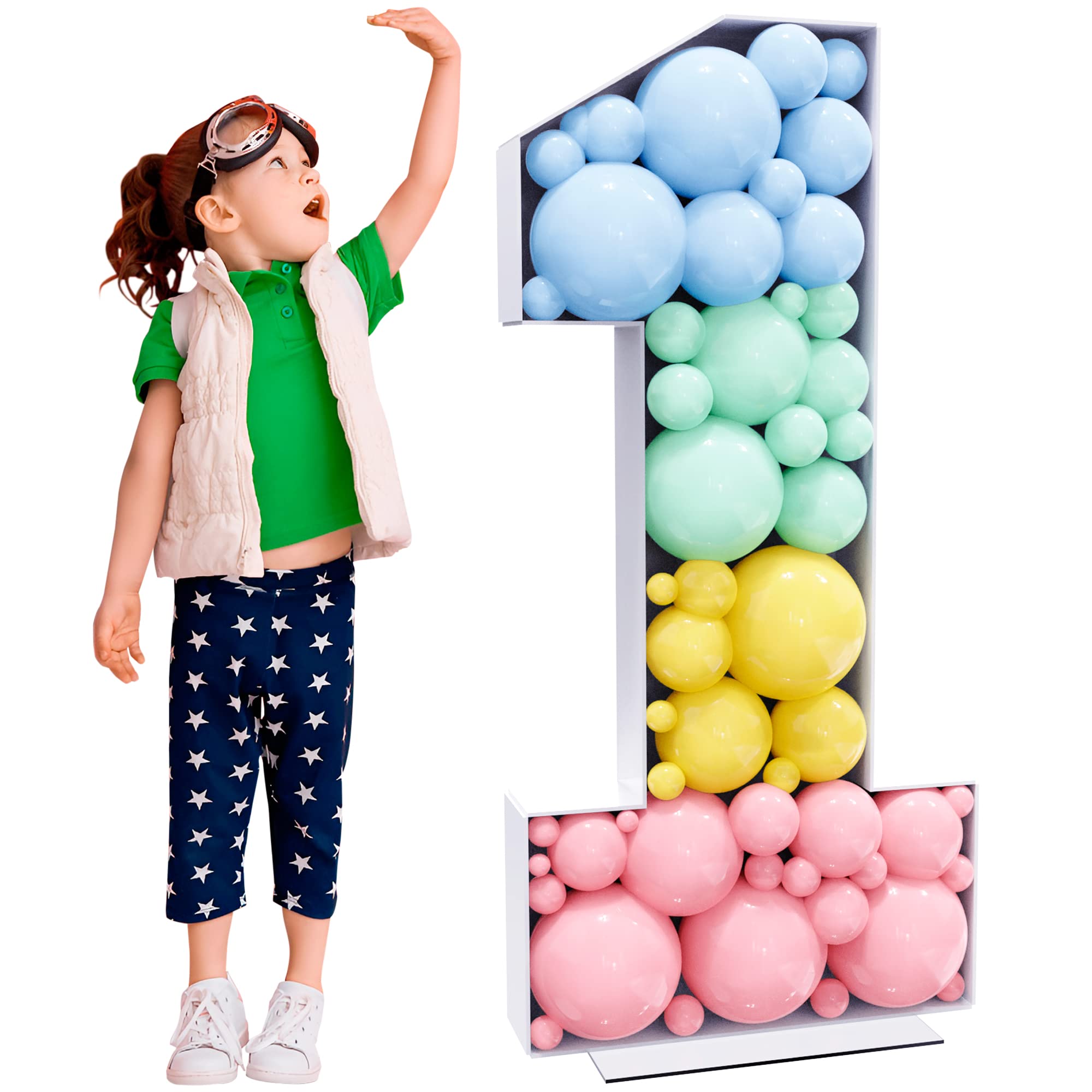 Aseeâ€™m 4FT Marquee Numbers Mosaic Frame Number 1 Large Light Up Pre ...