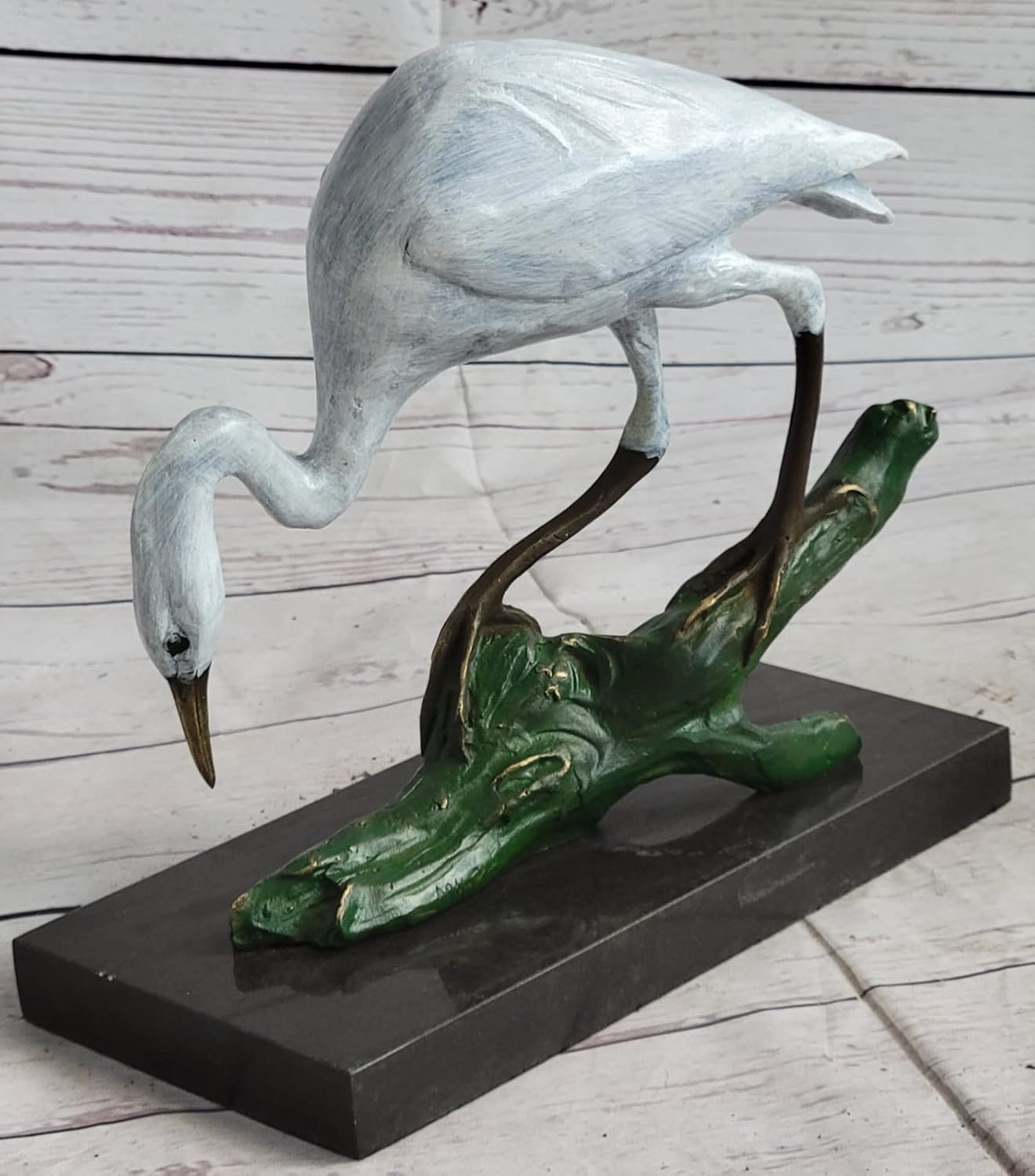 Amazon.com: Genuine Solid Bronze Wading Bird Statue Egret Crane Heron ...