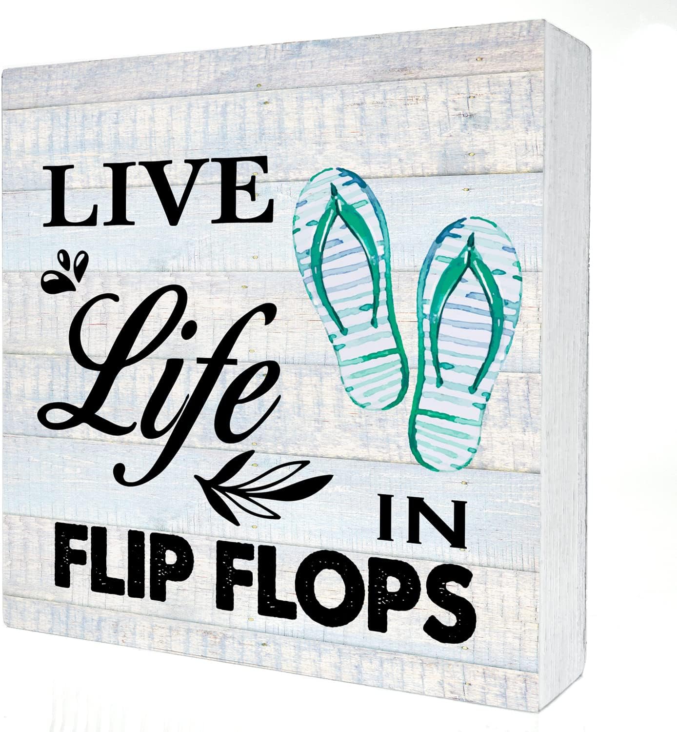 Amazon.com: Live Life in Flip Flops Wood Box Sign Decor Rustic Beach ...