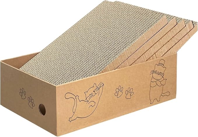 MEETOZ 5 Packs in 1 Cat Scratch Pad with Box for Indoor Cats, Cat ...
