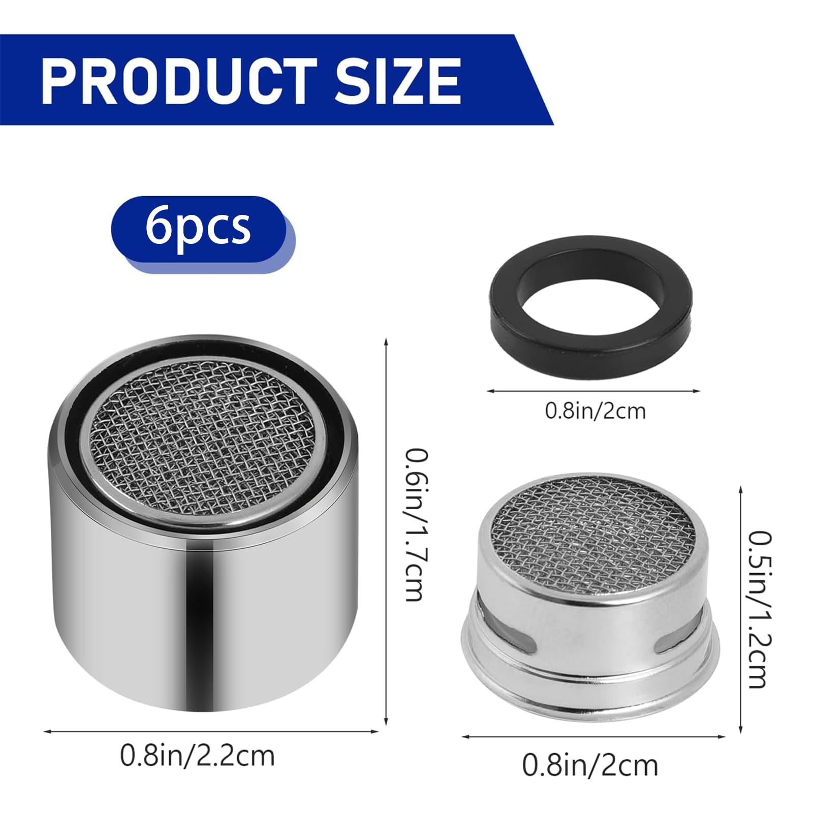 MisFun 6 Pieces M22 Aerator, Stainless Steel Tap Aerator, Kitchen Tap ...