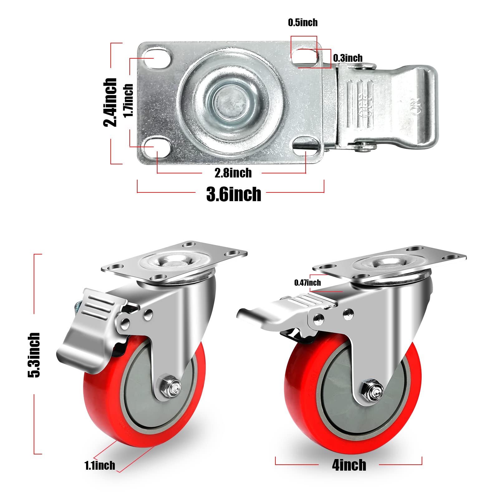 Snapklik.com : MaxxHaul 50687 4" Heavy Duty Locking Swivel Casters