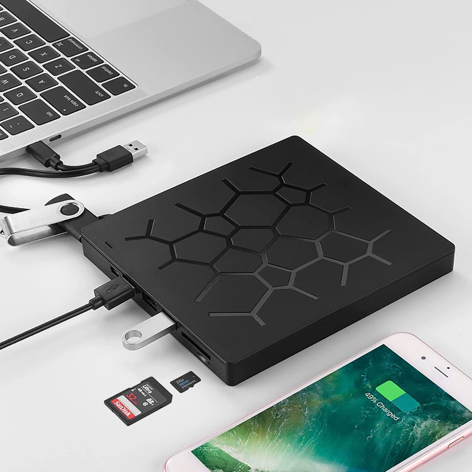 Actpe USB 3.0/Type-C Slim External DVD RW CD Writer Drive Burner Reader ...