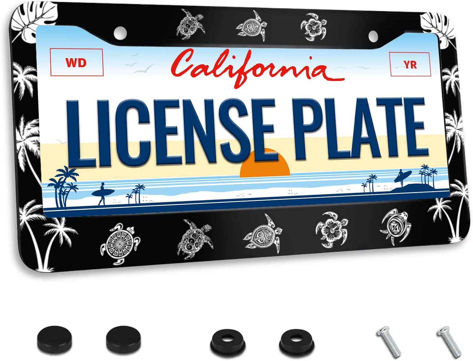 Amazon.com: HOSNYE Sea Turtle License Plate Frame Beach and Ocean Metal ...