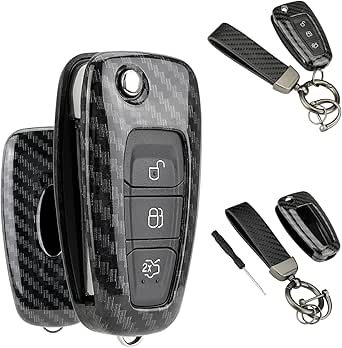 ABS Carbon Fiber Car Key Cover For Ford Transit Custom Connect Van ...
