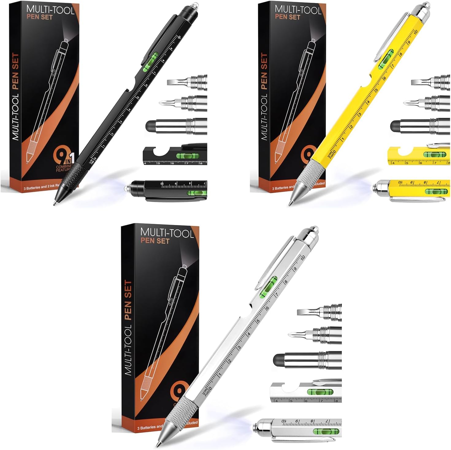 Three Multitool Pens, Funny Gifts for Men, Cool Gadgets for Men Dad ...