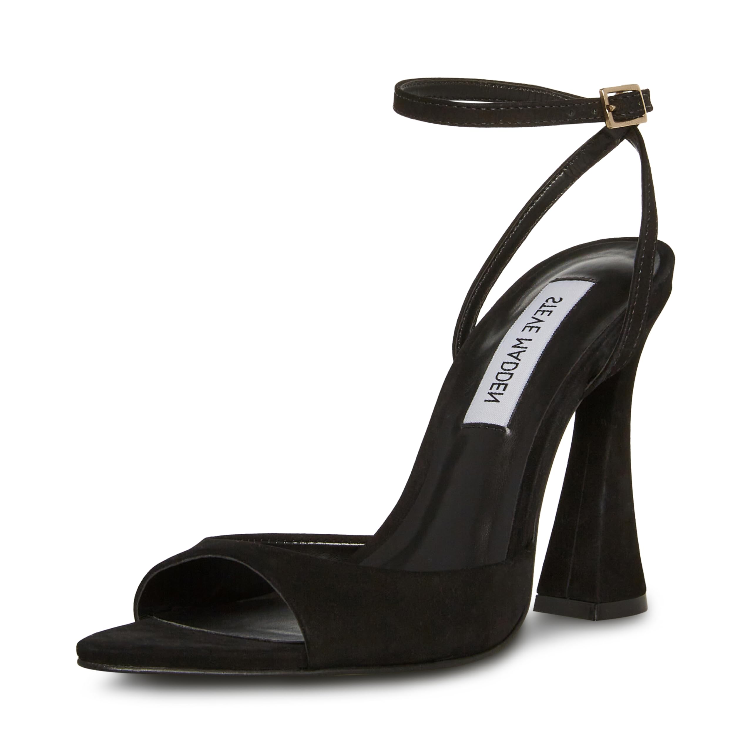 Steve Madden Women's Beki Heeled Sandal, Black Nubuck, 5.5