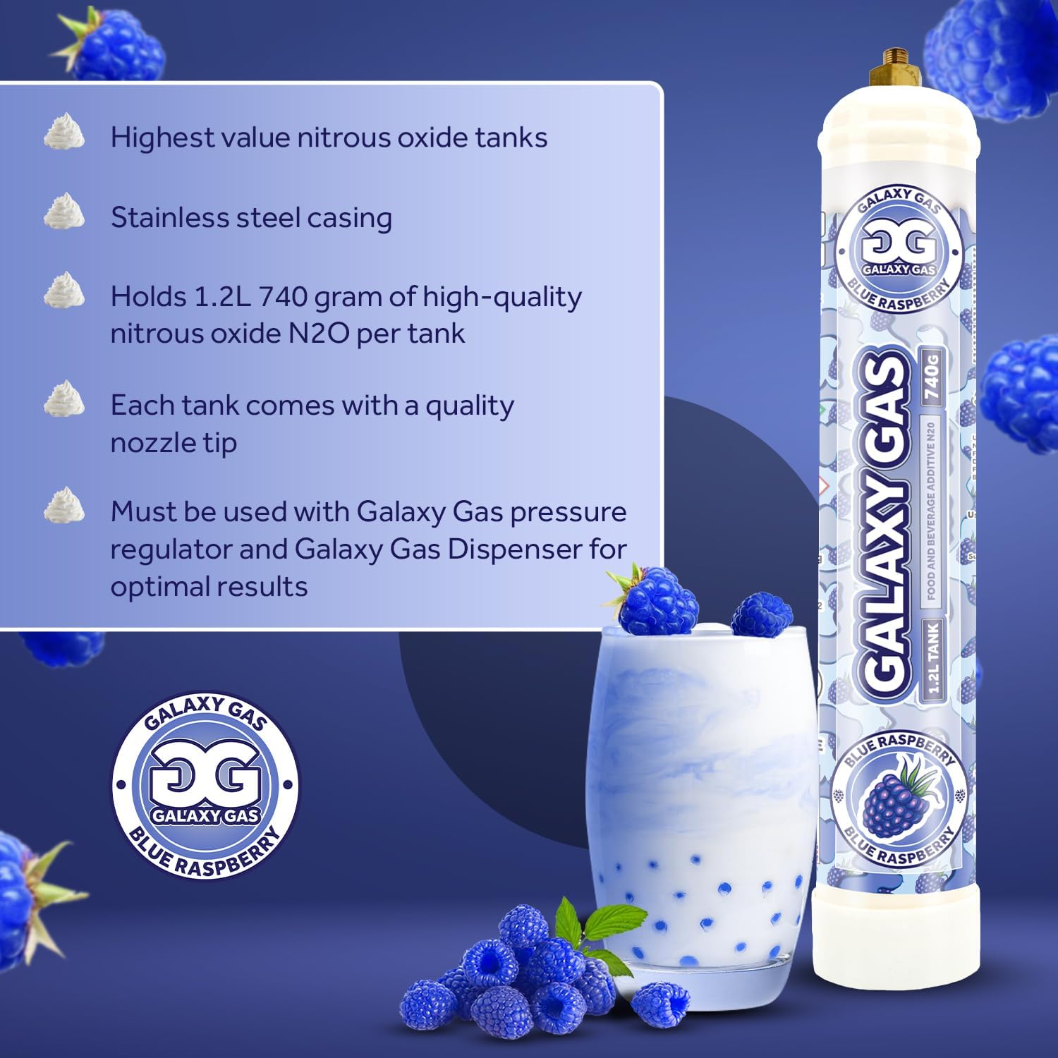 *NUEVO* Galaxy Gas Infusion XL 1L 21.69oz N2O tanque de óxido nitroso ...