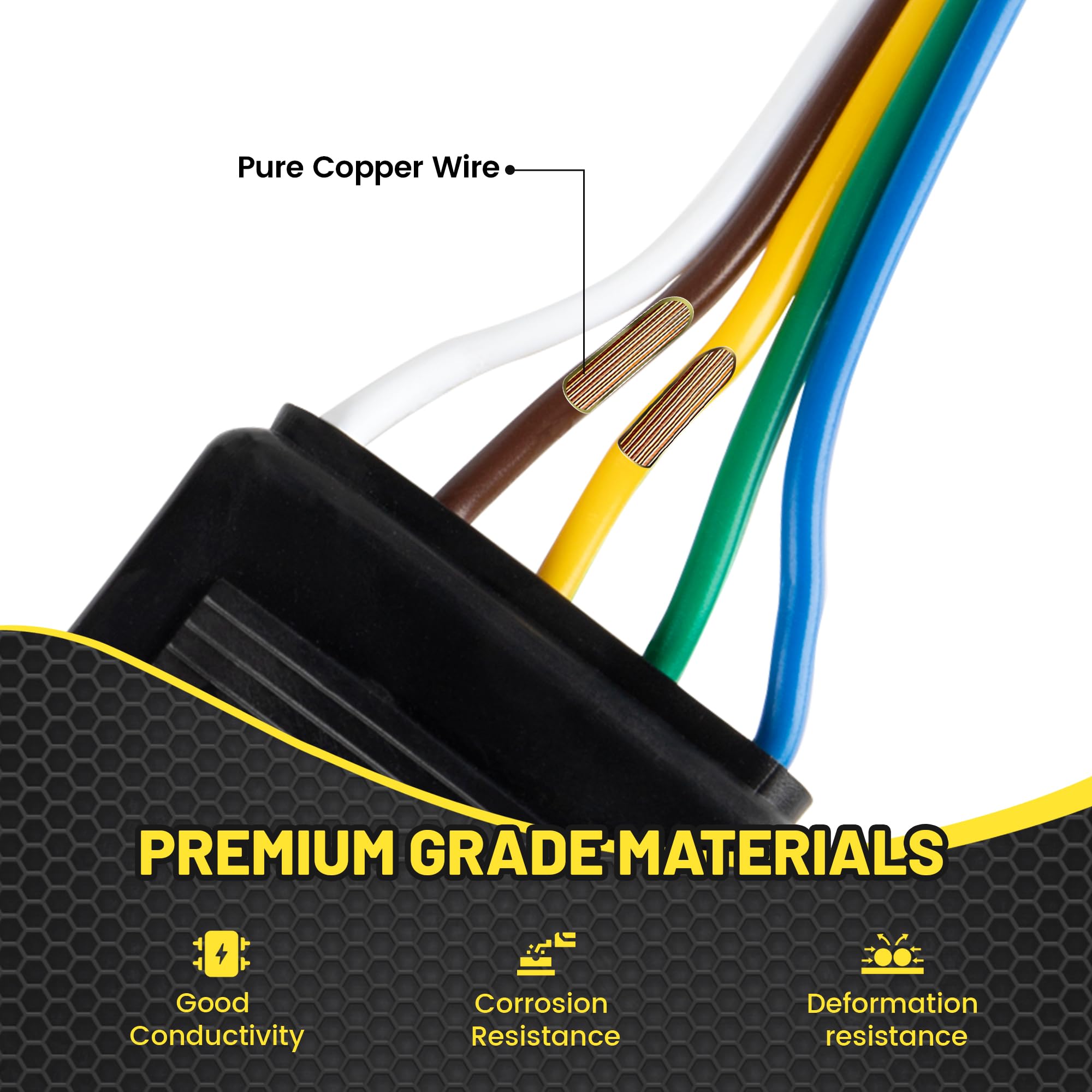 Snapklik.com : 5 Way Flat Trailer Wire Extension 48 Inch, Vehicle-Side ...