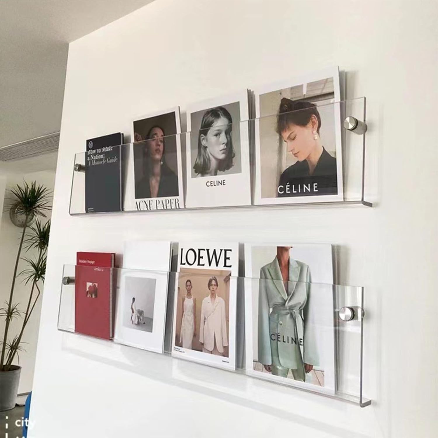 Amazon.com: 2 Pack- 39.3in Acrylic magazine Holder wall mounted， Clear ...
