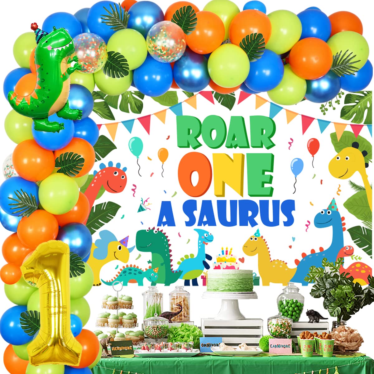 Buy One A Saurus Birthday Decorations, Dinosaur 1st Birthday ...
