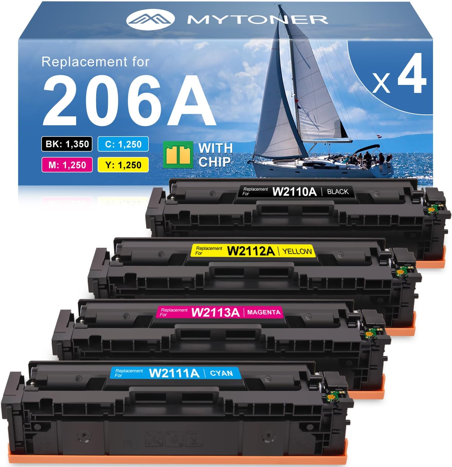 Amazon.com: 206A Toner Cartridges 4 Pack 206X Set M283fdw M283cdw ...