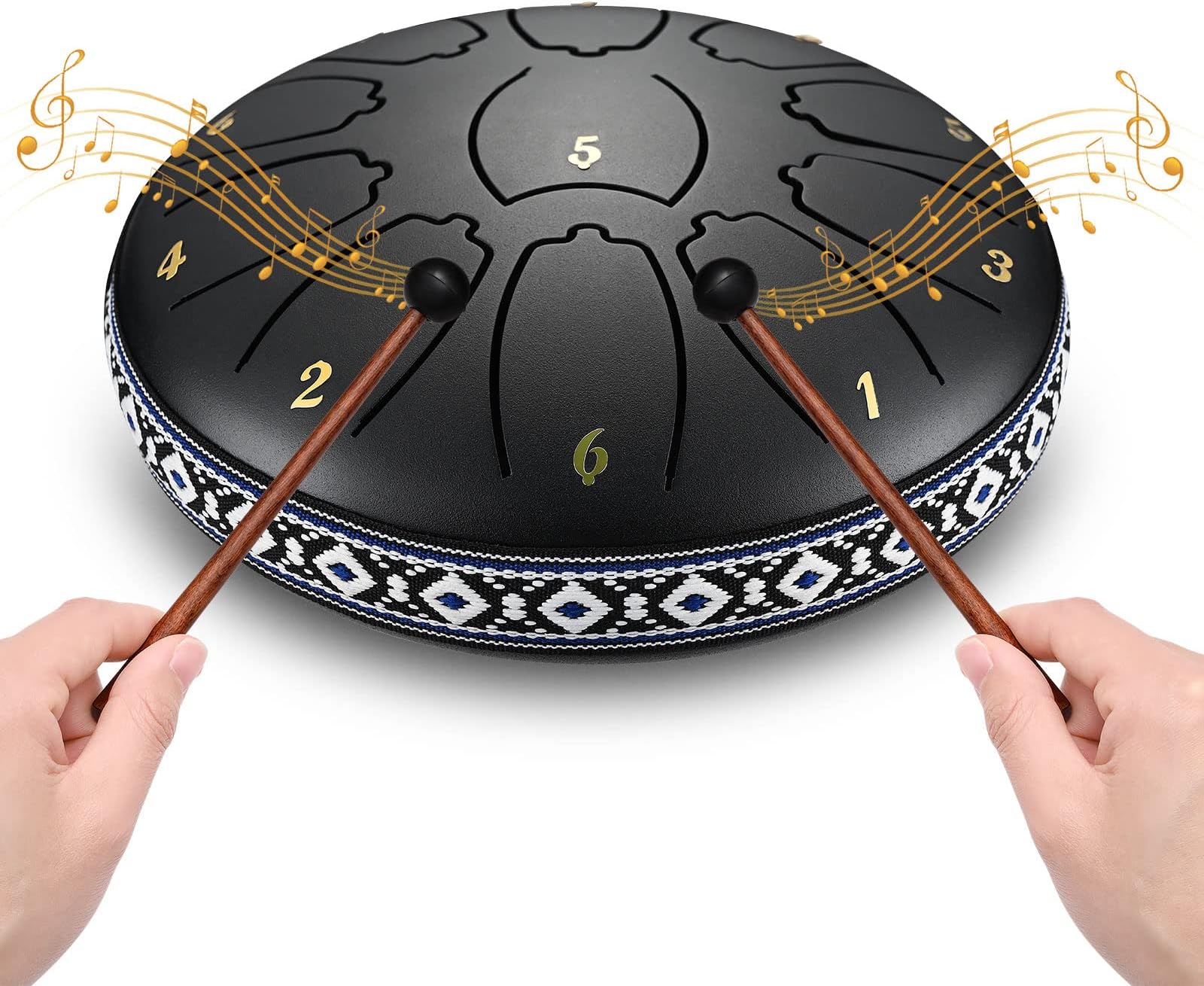 Do-Electr Steel Tongue Drum 6 Inch 11 Tone Tongue Drum Disc Drum, Steel ...