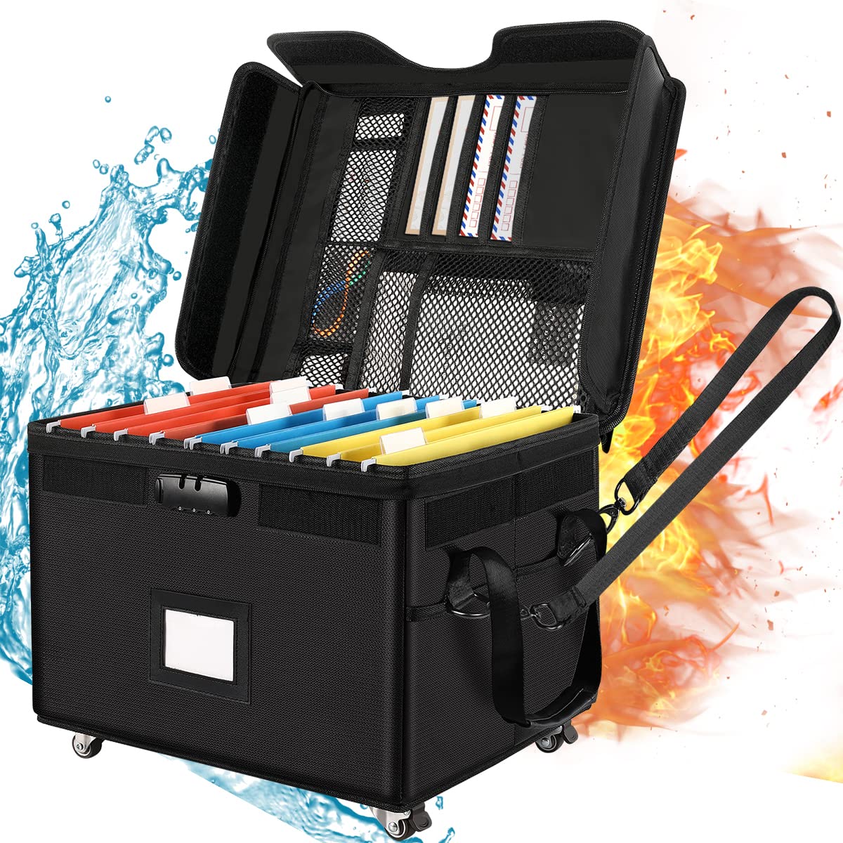 File Box with Wheels, Fireproof Document Box with Lock : Amazon.in ...