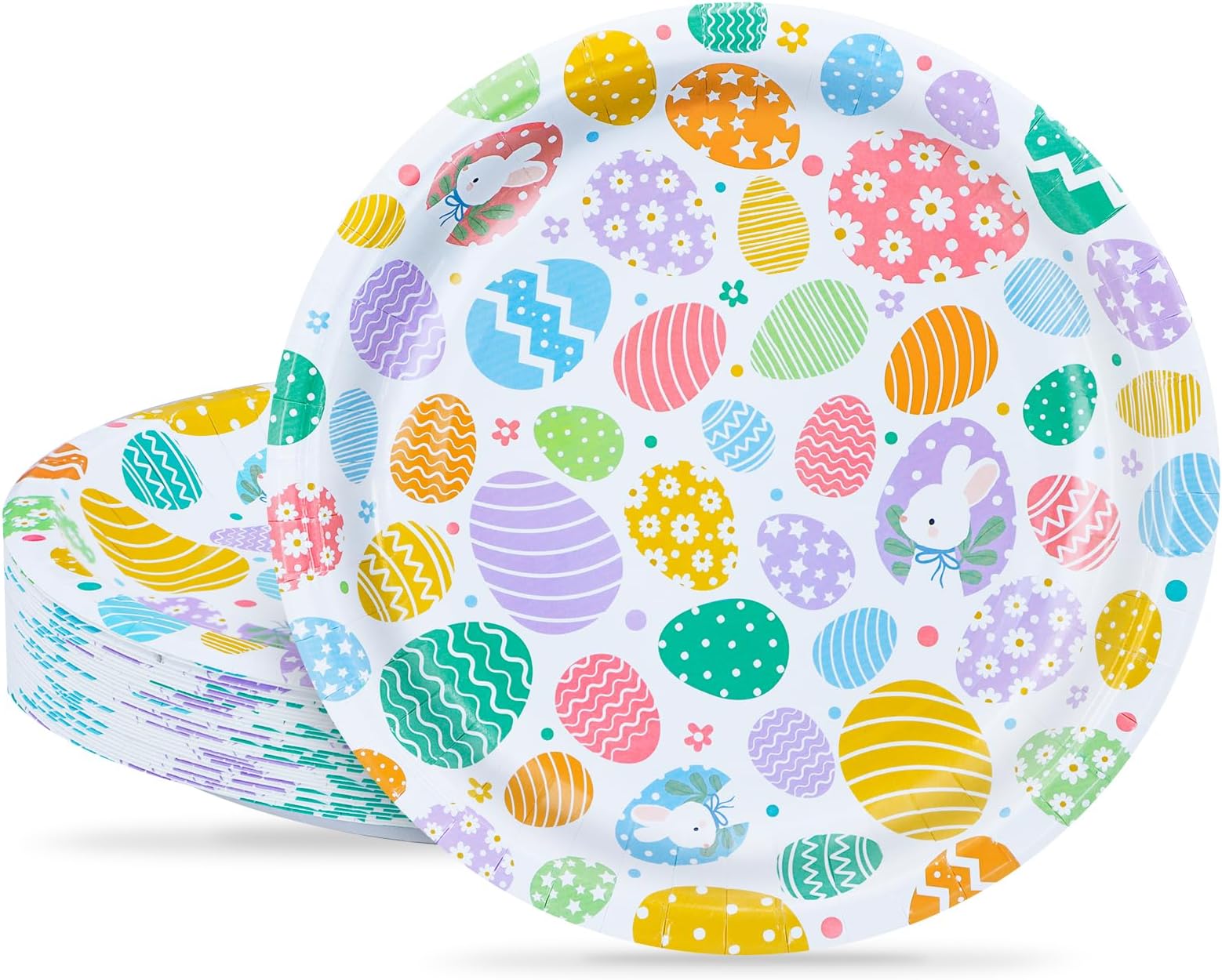 Amazon.com: ZVK Easter Egg 10 inch Paper Plates Set Large Party Plates ...