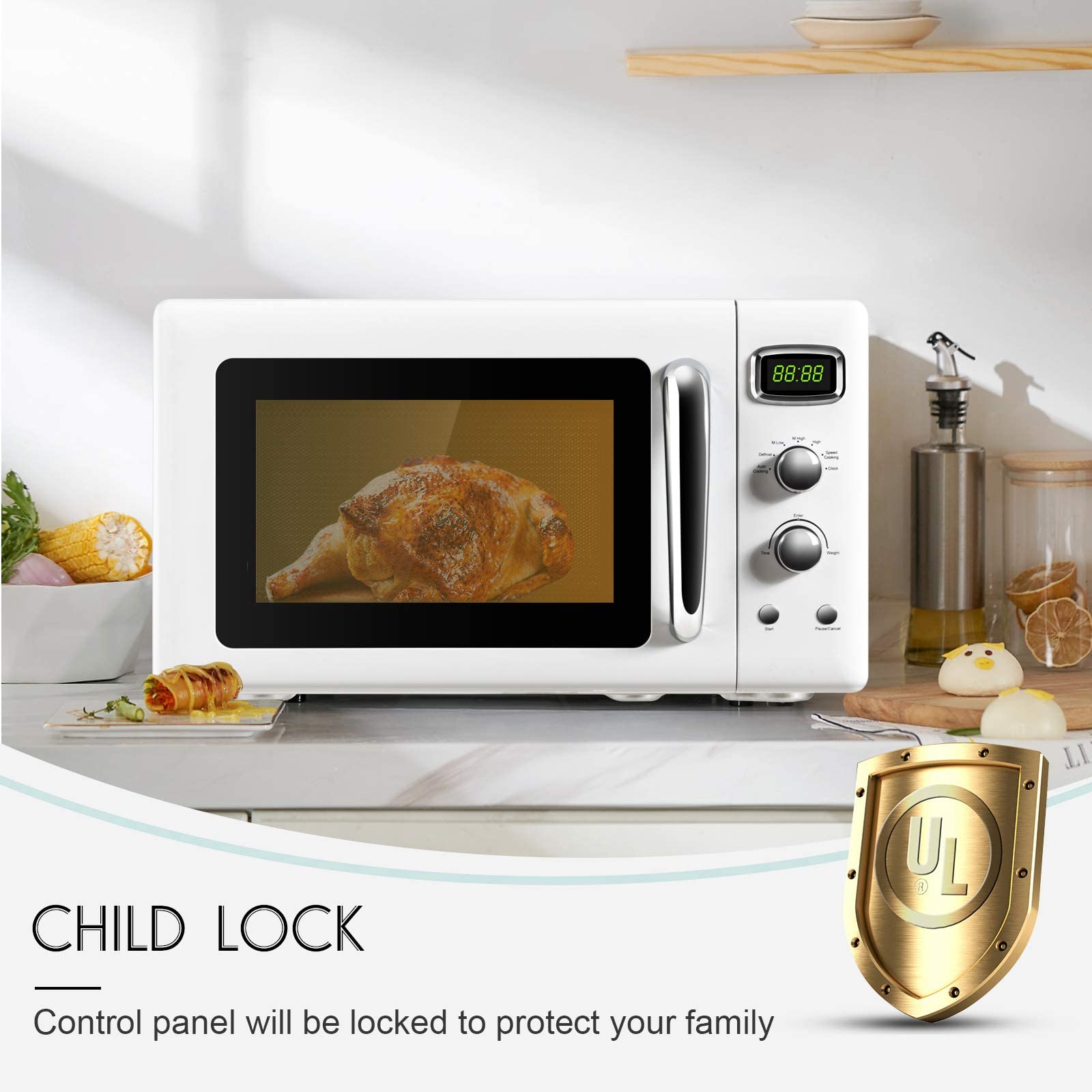 Snapklik.com : Retro Microwave Oven, 900W/0.9Cu.Ft, Small Countertop ...