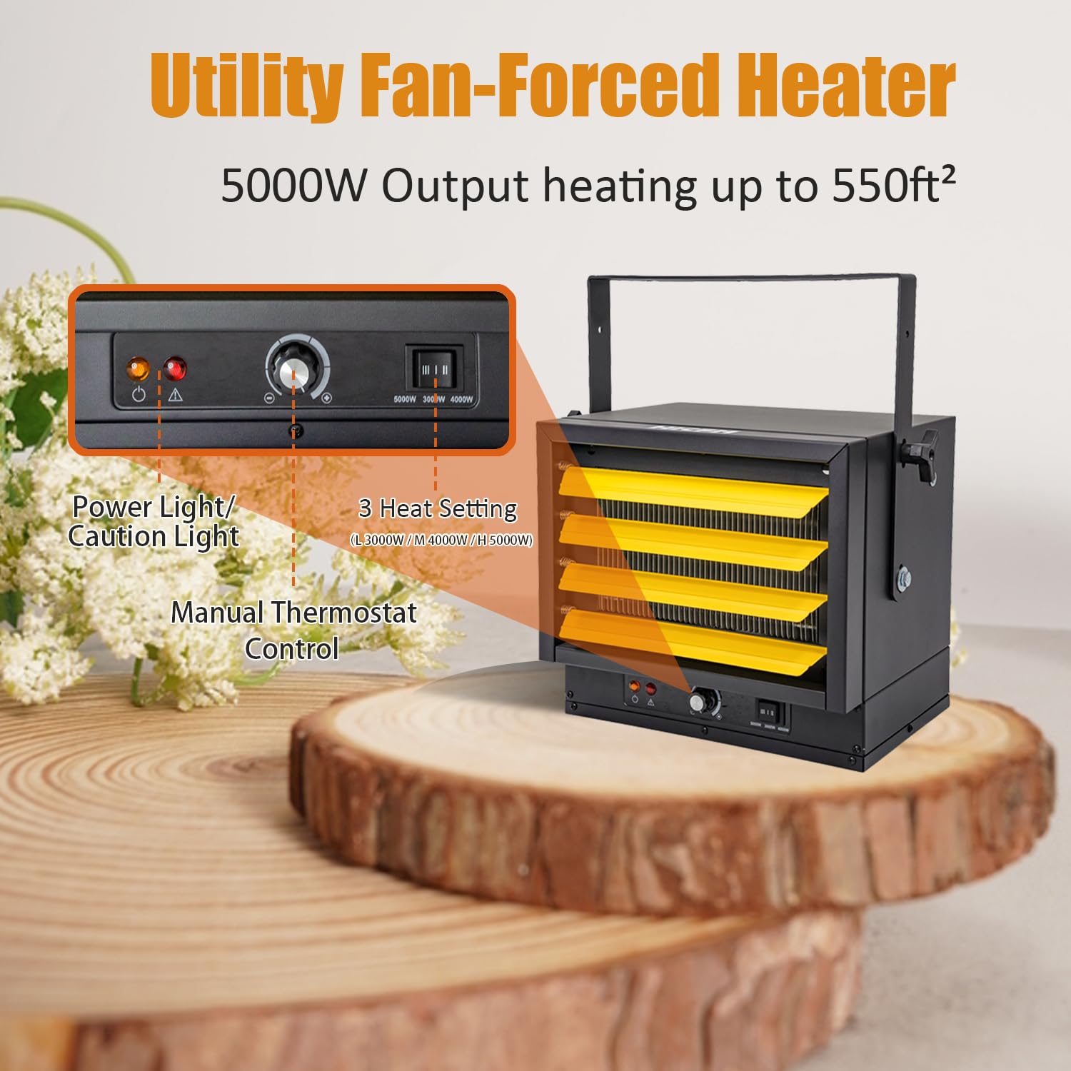 Snapklik.com : HiCFM Electric Garage Heater, 5000W Ceiling Mount Shop ...