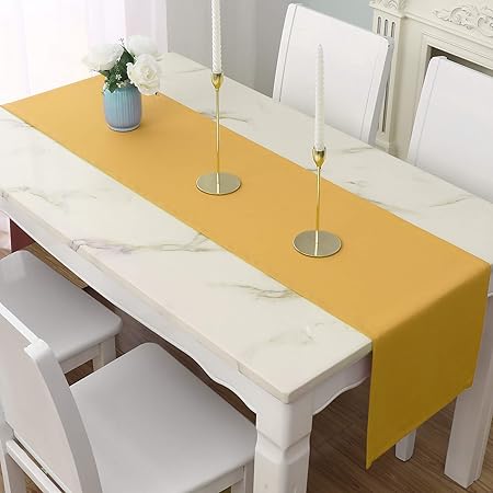 Amazon.com: LEEFONE Yellow Table Runner Modern Linen Cotton Table ...
