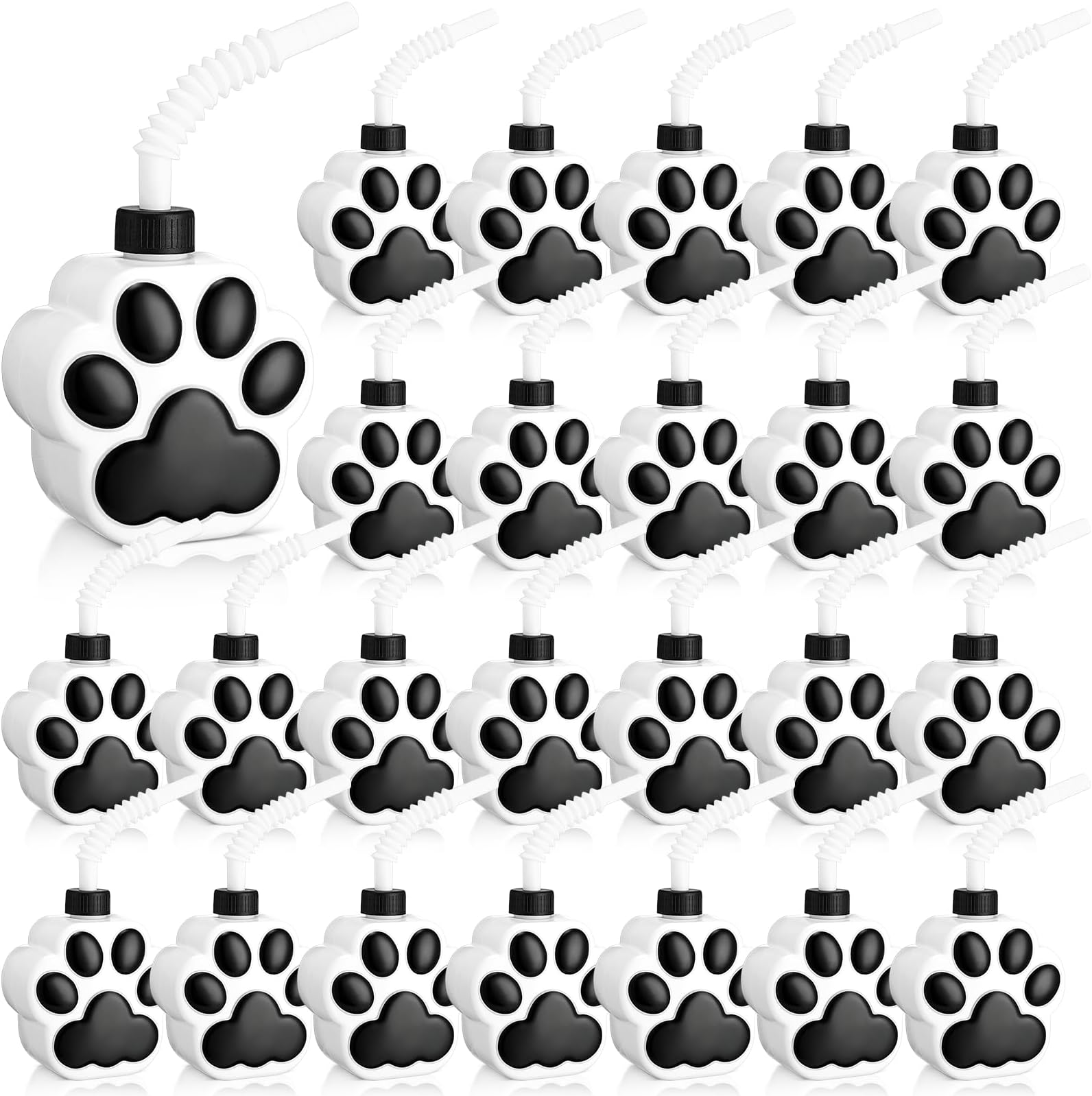 Amazon.com: Zubebe 24 Pcs 10 oz Dog Paw Cups with Lid Straw Bulk Dog ...